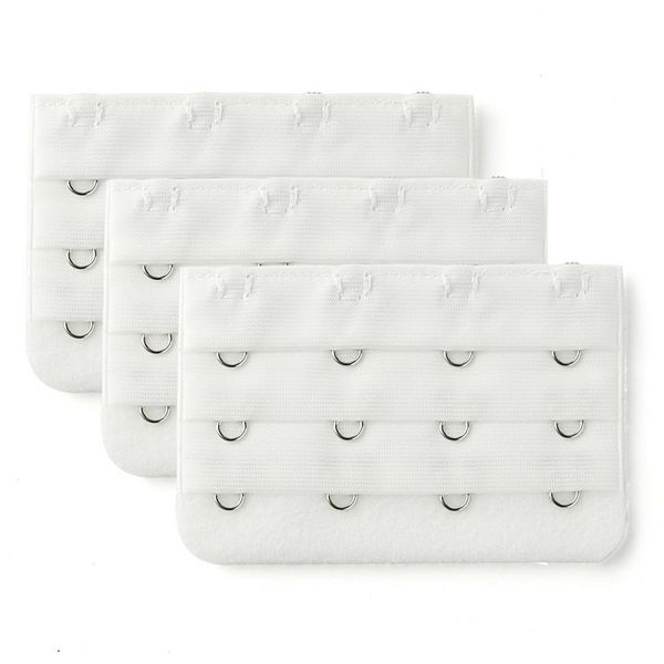 Bra Extensions Elastic Bra Extenders 3 Rows 4 Hooks, 3 Pcs