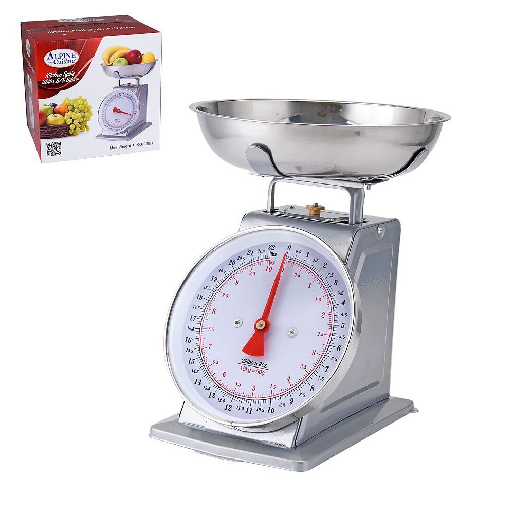 Alpine Cuisine Stainless Steel Analog Kitchen Scale Silver - Mechanical ...