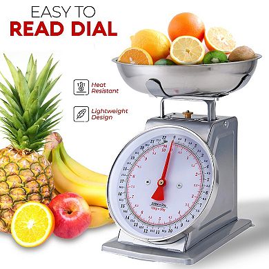 Alpine Cuisine Stainless Steel Analog Kitchen Scale Silver - Mechanical Kitchen Weighing Food Scale