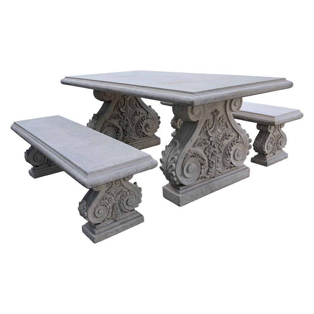 Fiberstone Fancy Picnic Table W Benches Outdoor Garden Furniture