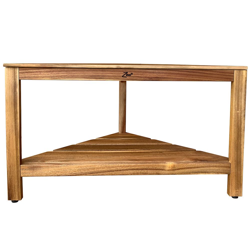 Acacia 22” Compact Corner Shaving Stool With Shelf