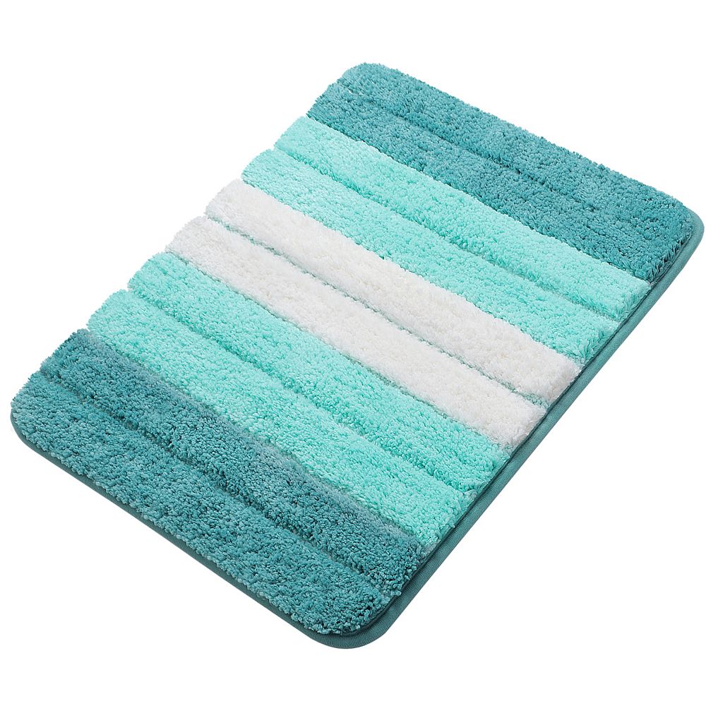 Microfiber Striped Bathroom Rugs Shaggy Soft Thick And Absorbent Bath ...