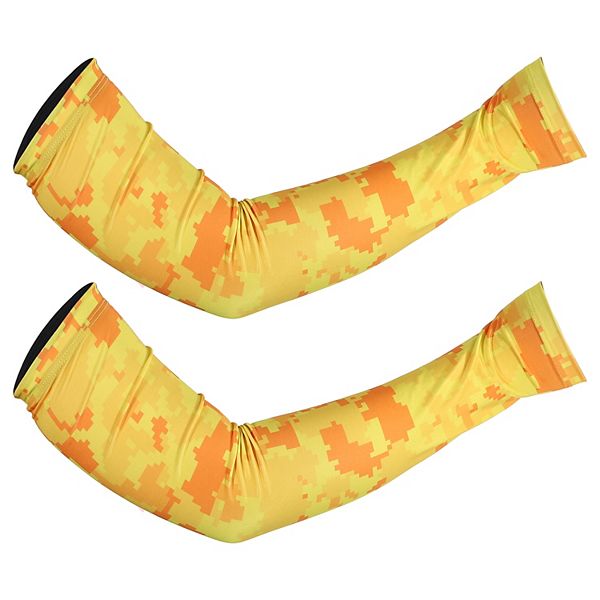 1 Pair Camouflage Sun Protection Arm Sleeve For Sports Yellow Orange
