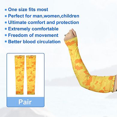 1 Pair Camouflage Sun Protection Arm Sleeve For Sports Yellow Orange