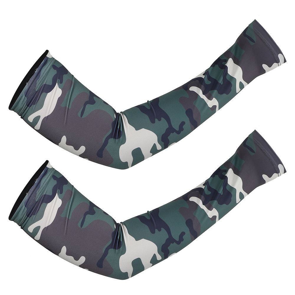 1 Pair Camouflage Sun Protection Arm Sleeve For Sports Drak Green