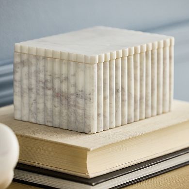 Everyday Decor Marble Stone Fluted Decorative Box