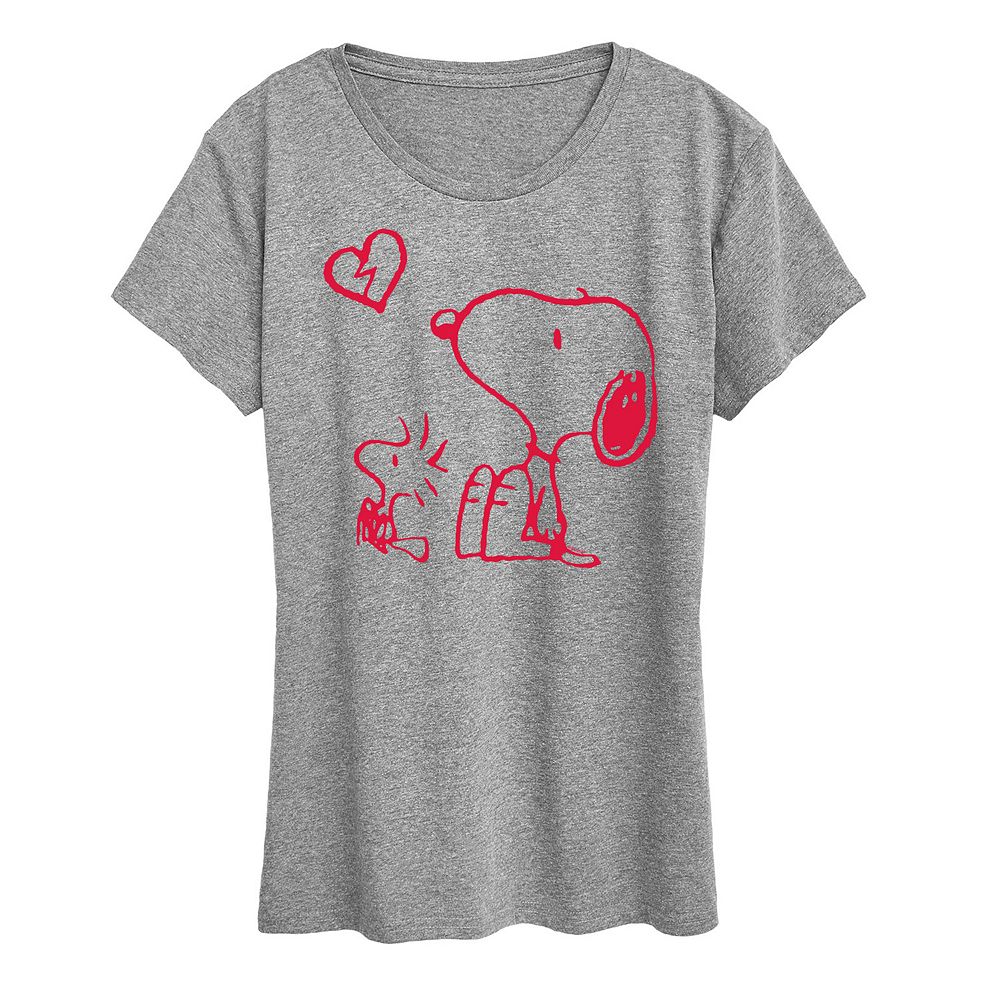 Women's Peanuts Snoopy & Woodstock Broken Heart Graphic Tee