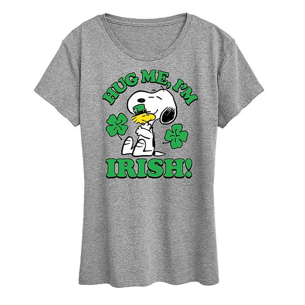 Women's Peanuts Snoopy & Woodstock Hug Me I'm Irish Graphic Tee
