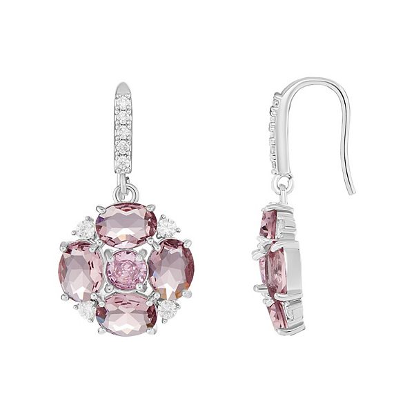 Emberly Glass Stone Flower Drop Earrings