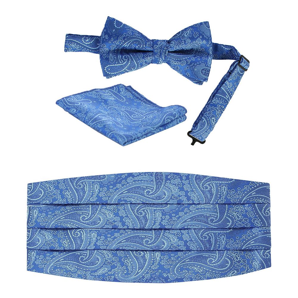 Gioberti Men's Adjustable Satin And Paisley Cummerbund Set