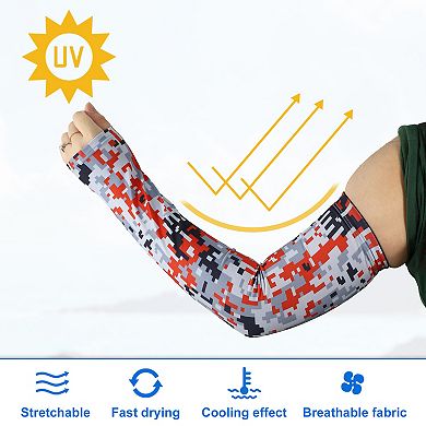 1 Pair Camouflage Sun Protection Arm Sleeve For Sports Red