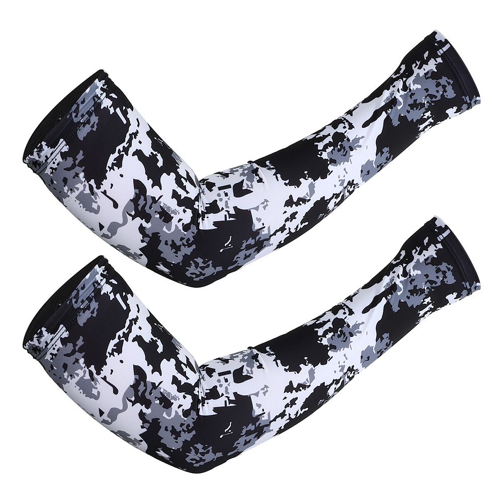 1 Pair Camouflage Sun Protection Arm Sleeve For Sports Black Gray White