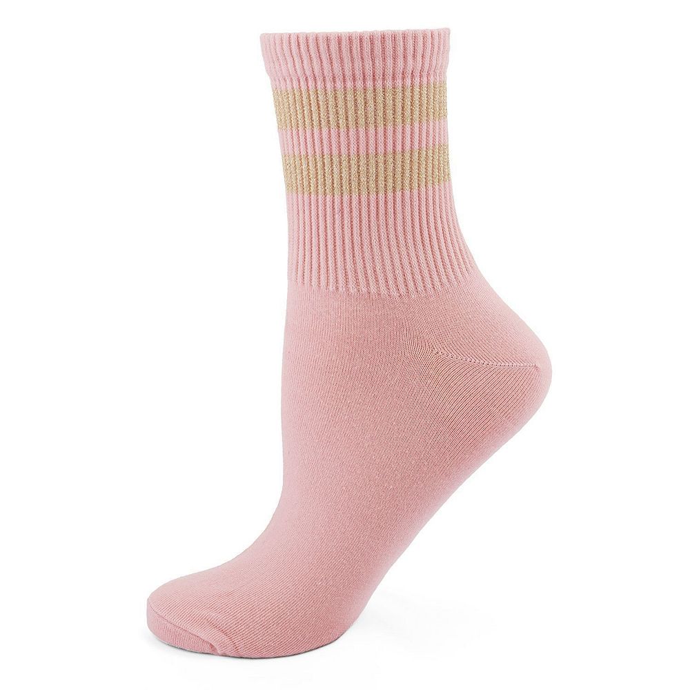 Women's Shimmer Sports Stripe Cotton Blend Anklet Sock