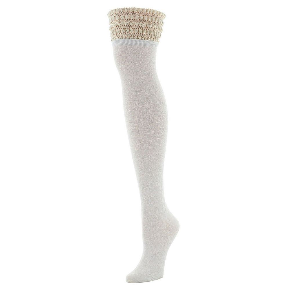 Lace Top Open Knit Over The Knee Cotton Blend Spring Socks