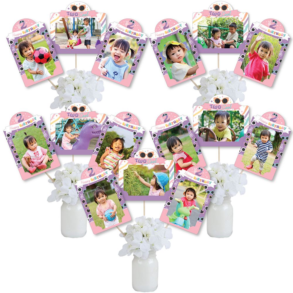 Big Dot Of Happiness Two Cool - Girl - Pink Picture Centerpiece - Photo ...
