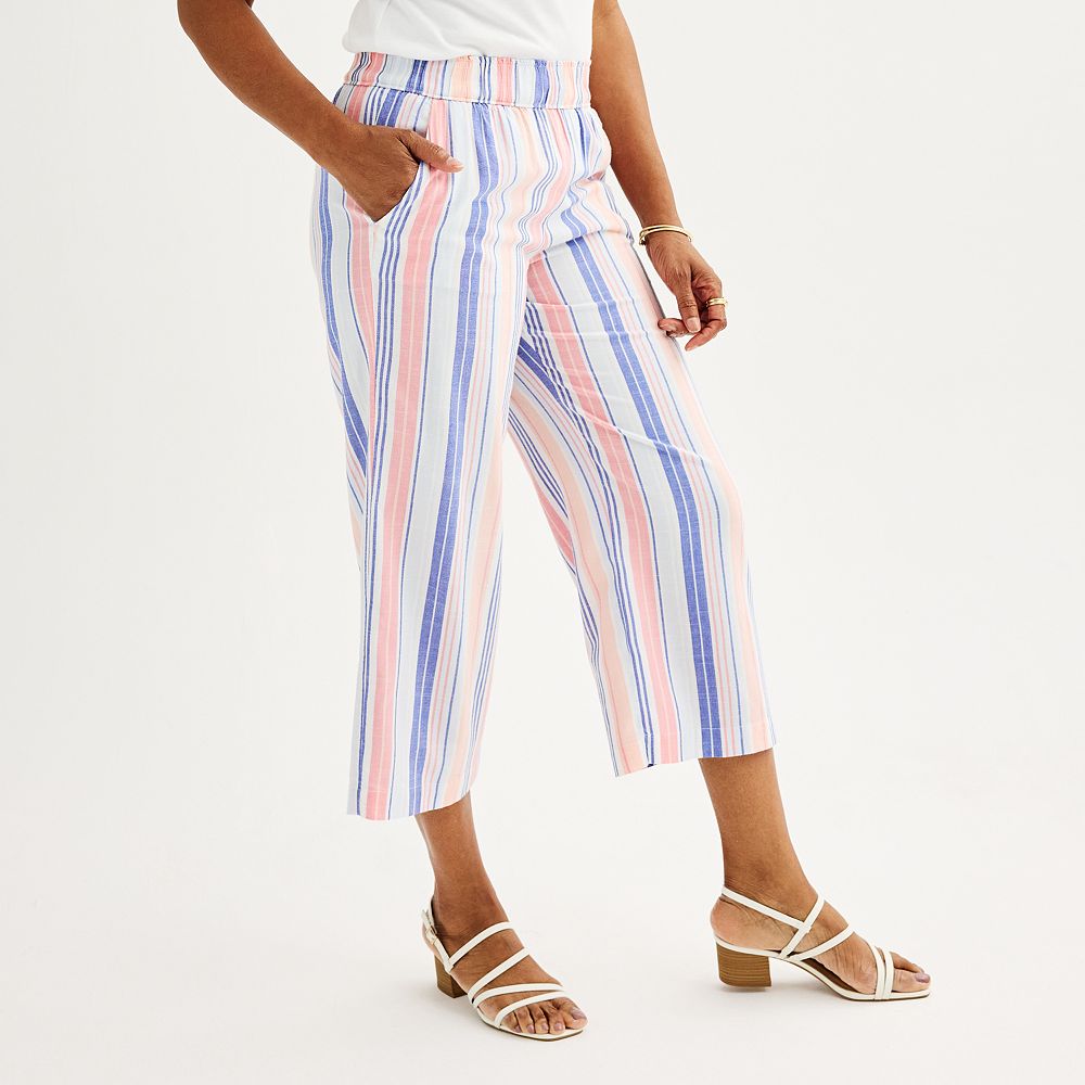 Women's Croft & Barrow® Striped Wide Leg Cropped Pants