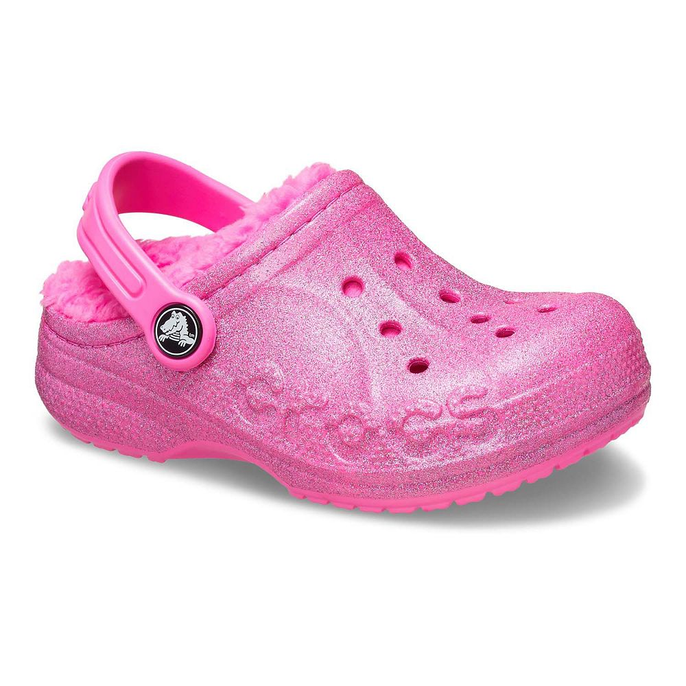 Crocs Baya Toddler Lined Glitter Clogs