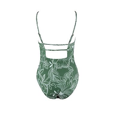 Women's Cupshe Floral Shirred Cutout One Piece Swimsuit