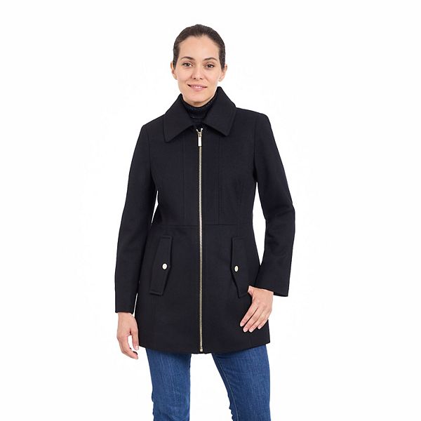 Women's London Fog Zip Front Wool Coat