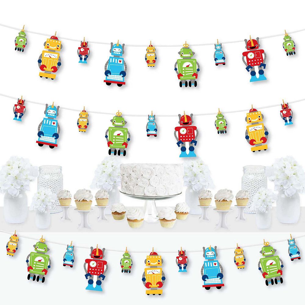 Big Dot Of Happiness Gear Up Robots - Party Diy Decor - Clothespin ...