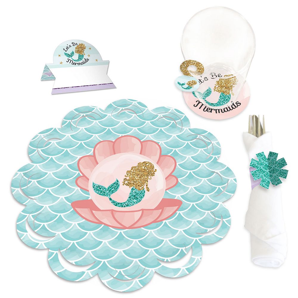 Big Dot Of Happiness Let’s Be Mermaids Shower & Birthday Charger Decor ...