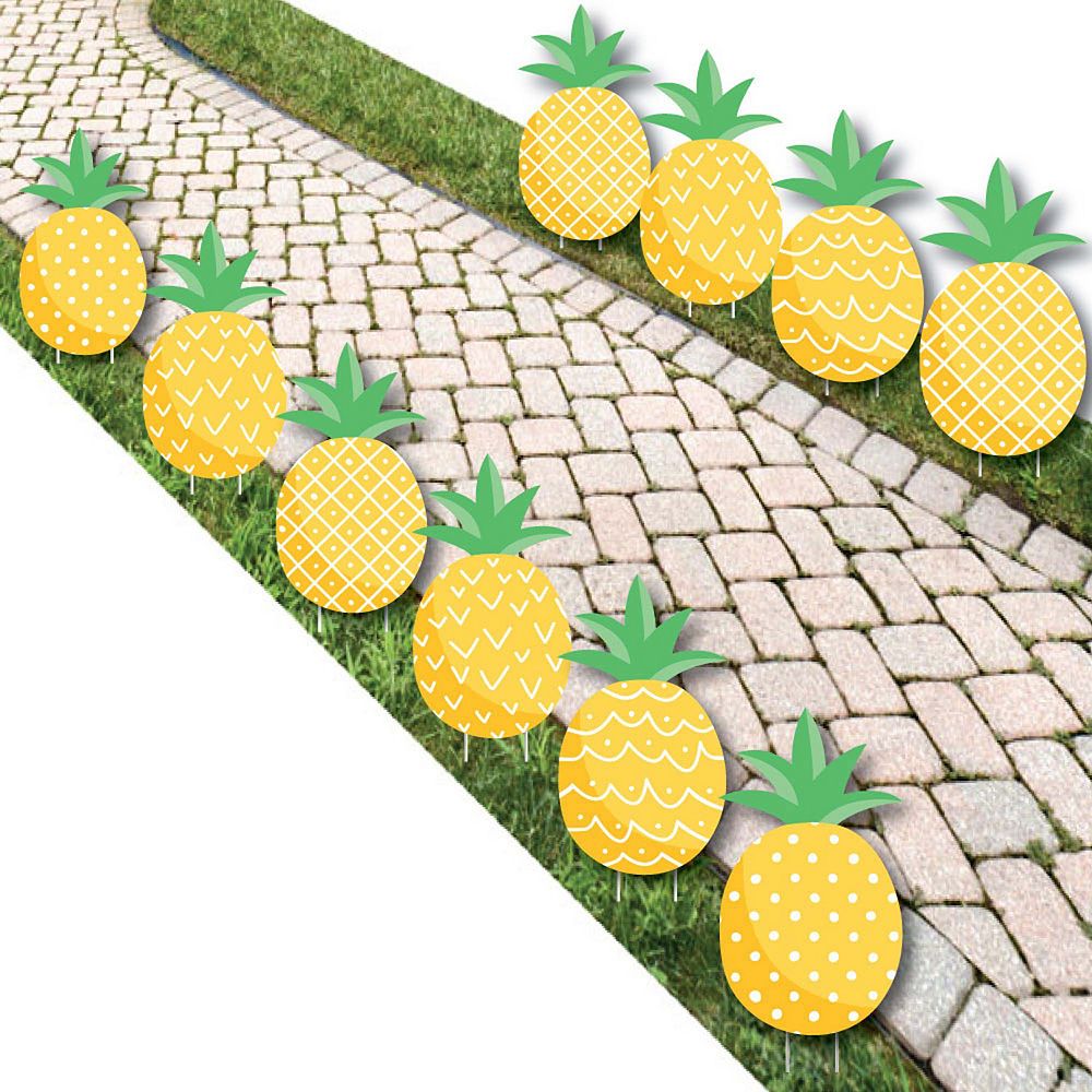 Big Dot of Happiness Tropical Pineapple Pineapple Lawn Decor - Outdoor ...