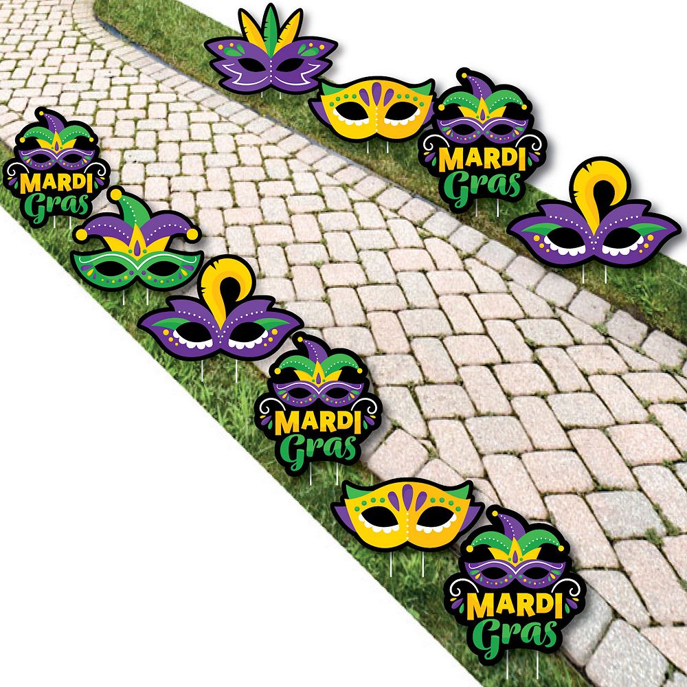 Big Dot of Happiness Colorful Mardi Gras Mask Lawn Outdoor Masquerade ...