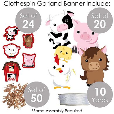 Big Dot Of Happiness Farm Animals - Barnyard Party Diy Decor Clothespin ...