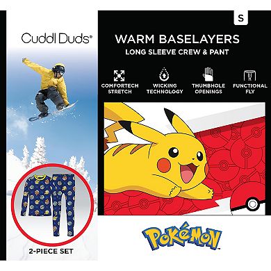 Boys 4-20 Cuddl Duds Stretch Poly 2-Piece Pokemon Base Layer Set