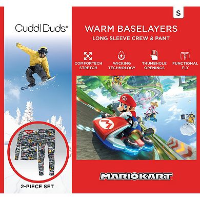 Boys 4-20 Cuddl Duds Stretch Poly 2-Piece Mario Kart Base Layer Set