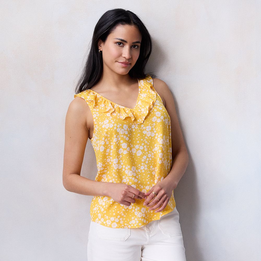 Women's LC Lauren Conrad V-Neck Ruffle Front Tank Top