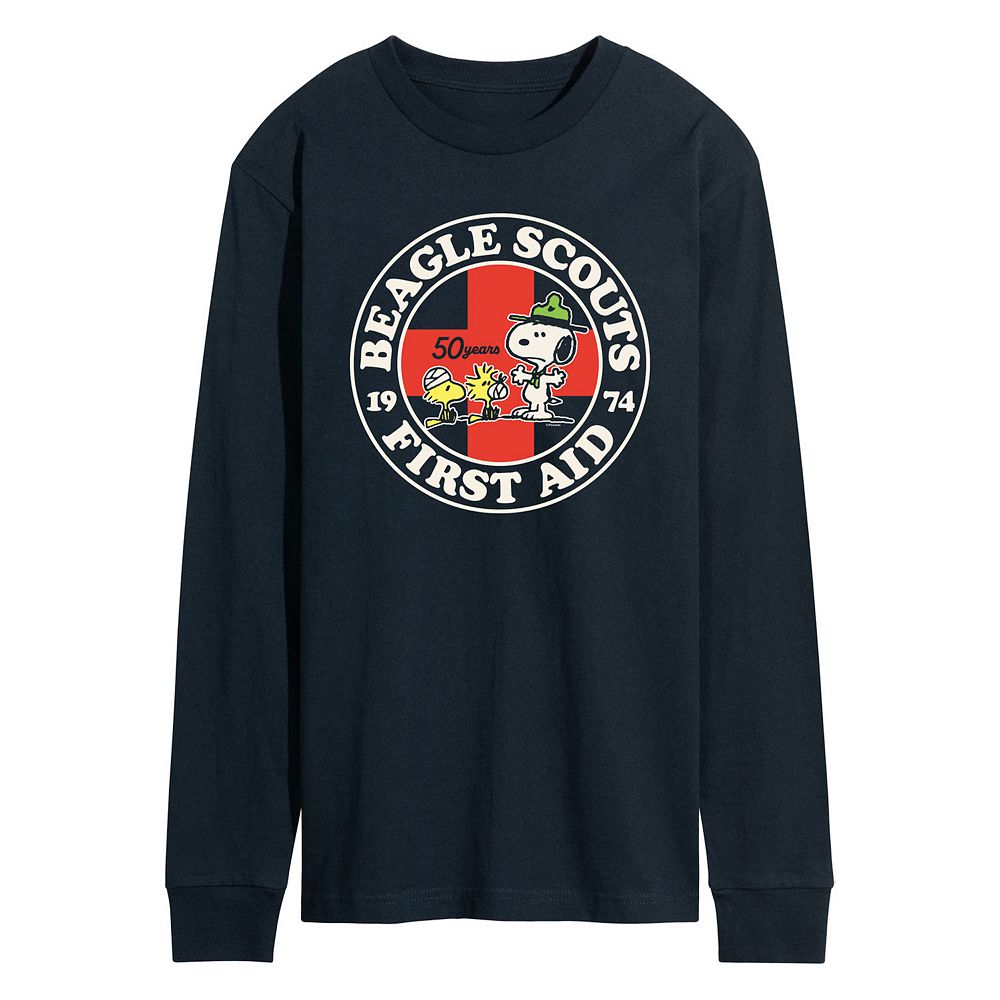 Men's Peanuts Beagle Scout First Aid Long Sleeve Graphic Tee
