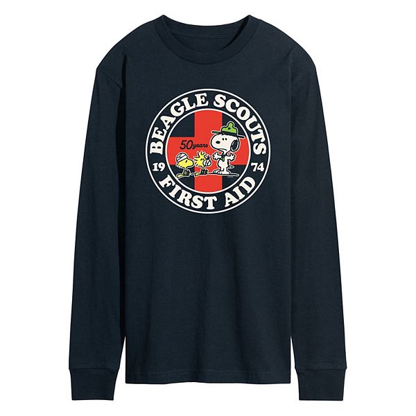 Men's Peanuts Beagle Scout First Aid Long Sleeve Graphic Tee