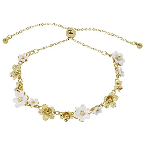 LC Lauren Conrad Gold Tone Mother Of Pearl Floral Bracelet