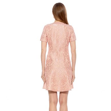 Women's ALEXIA ADMOR Brecken Lace Short Sleeve Fit & Flare Mini Dress