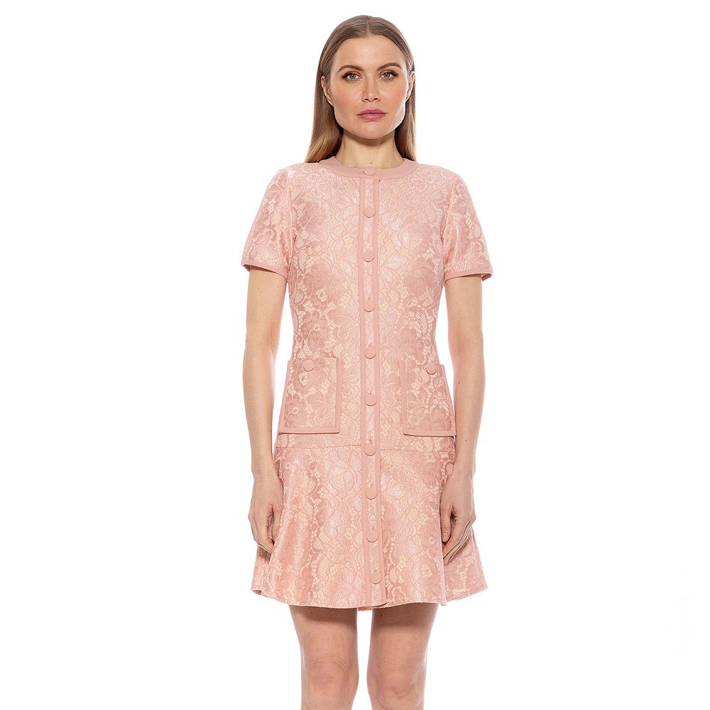 Women's ALEXIA ADMOR Brecken Lace Short Sleeve Fit & Flare Mini Dress