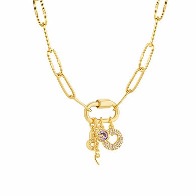 Brilliance 18k Gold Flash Plated Cubic Zirconia Paperclip Carabiner ...