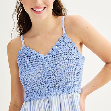 Juniors SO® Crochet Mixed Media Cami Dress