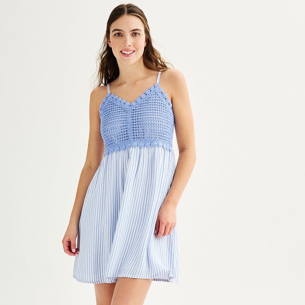 Juniors SO® Crochet Mixed Media Cami Dress