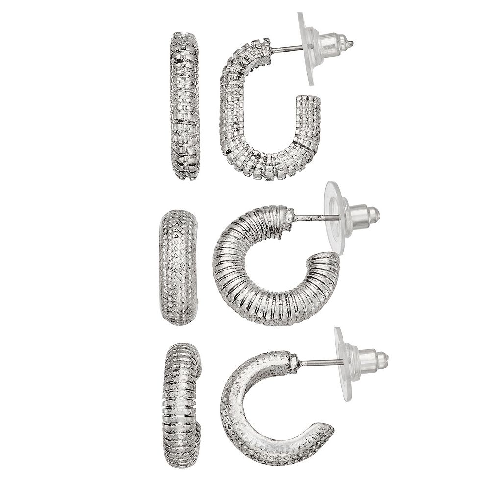 Sonoma Goods For Life® Silver Tone Mini Hoop Earring Trio Set