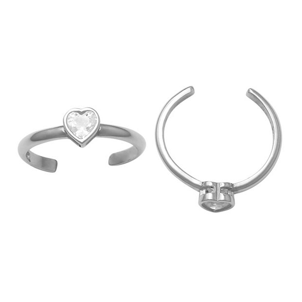 Amella Jewels Sterling Silver Cubic Zirconia Heart Ear Cuff