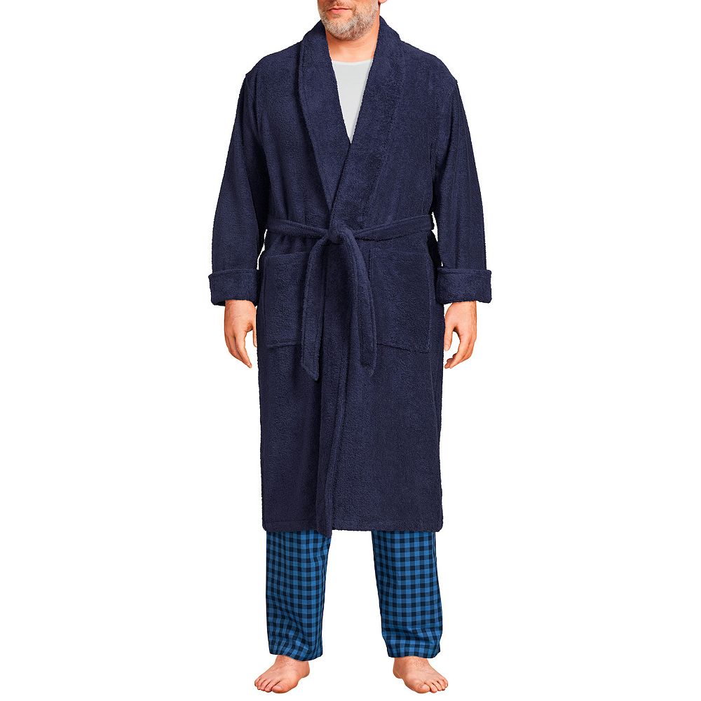 Men's Lands' End Turkish Terry Calf-Length Robe