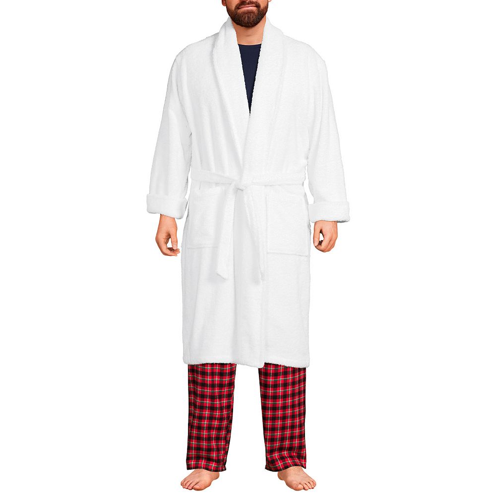 Men's Lands' End Turkish Terry Calf-Length Robe