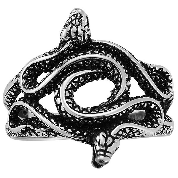 Menster Men's Sterling Silver Oxidized Twisty Snake Ring