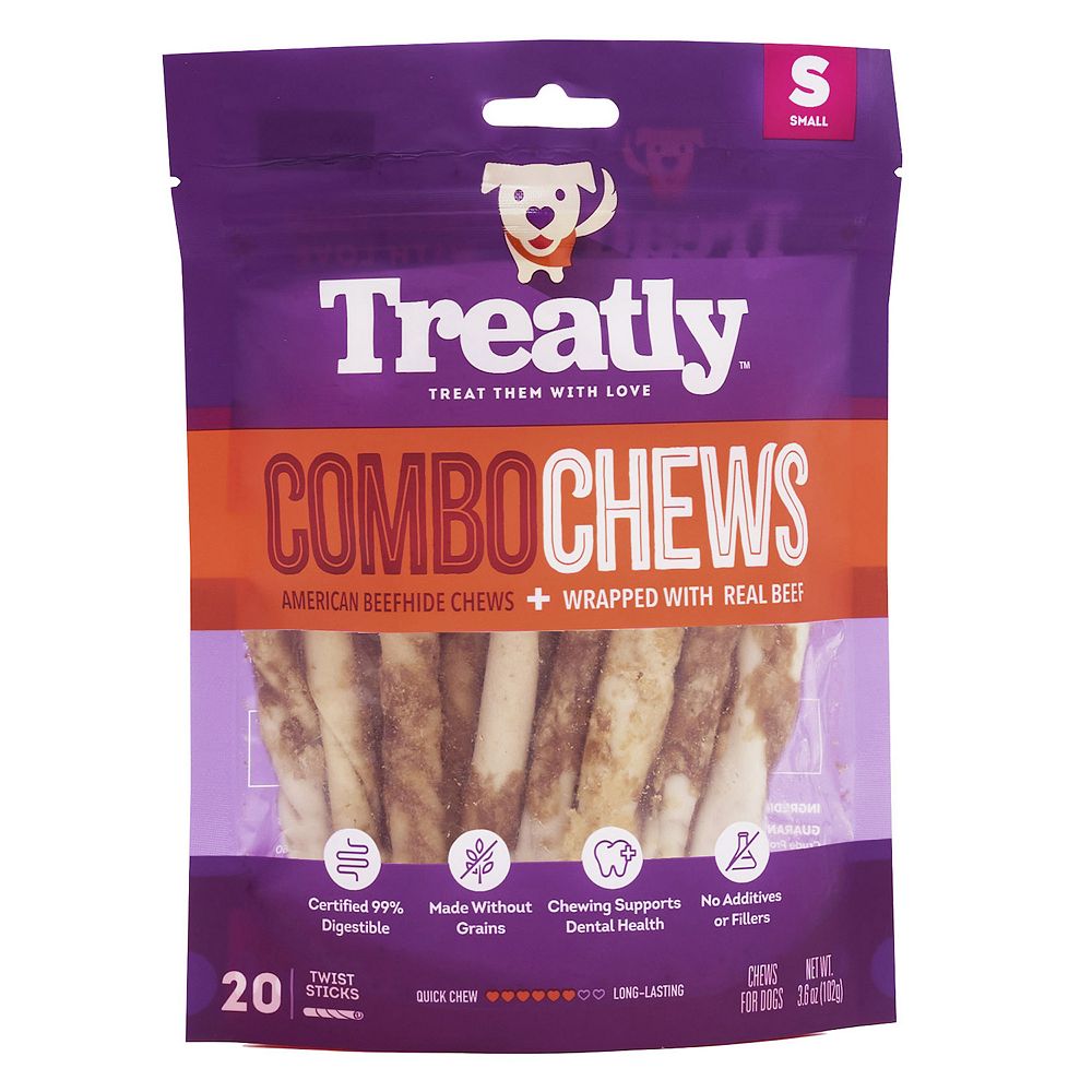 Treatly Combo Chews Beefhide Twist Sticks Meat Wrap