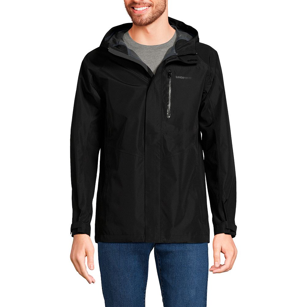 Men's Lands' End Waterproof Hooded Packable Rain Jacket