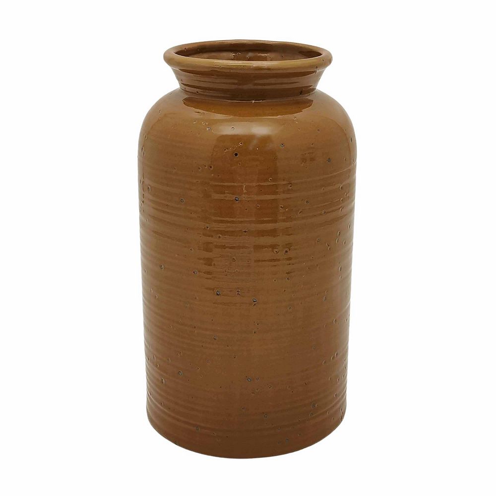 Everyday Decor Mustard Textured Large Ceramic Vase Table Decor