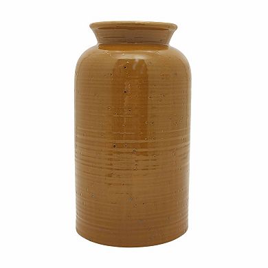 Everyday Decor Mustard Textured Large Ceramic Vase Table Decor