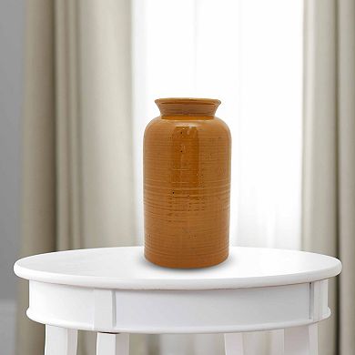 Everyday Decor Mustard Textured Large Ceramic Vase Table Decor