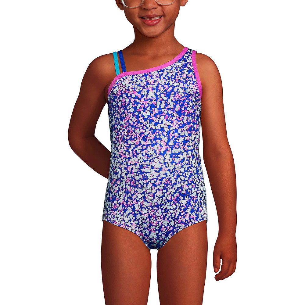 Girls 4-16 Lands' End Chlorine Resistant One Shoulder Cut Out One Piece ...